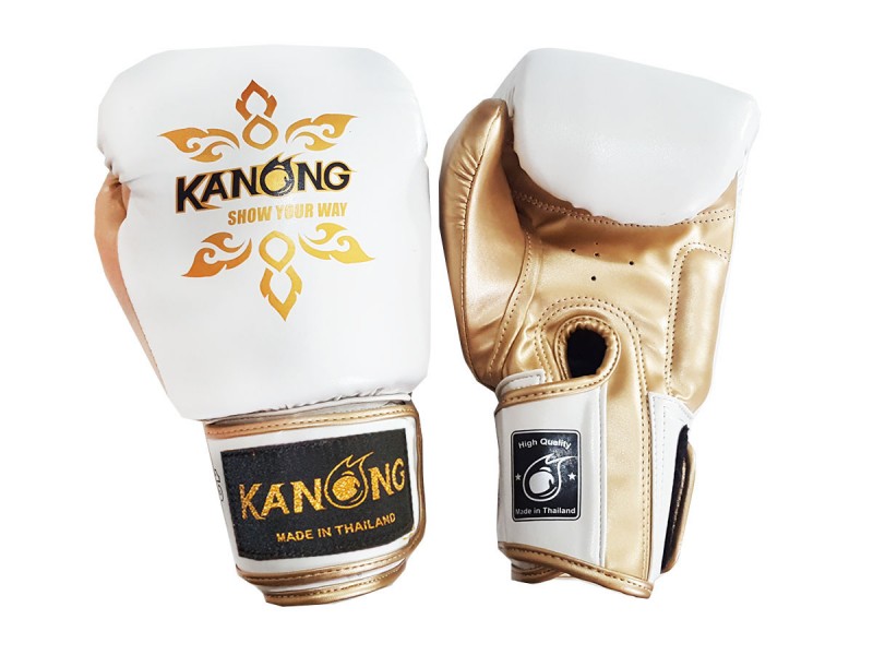 Guantoni Muay Thai Kick boxing Kanong : Thai Power Bianca/Oro ...